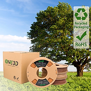 OVV3D Wood 3D Printer Filament Bundle, Wood PLA Filament 1.75mm Bundle, Wood Filament More Than 30% Real Wood Fiber, Walnut, Oak, Cherry, Teak, 1.75 PLA Filament 3D Printing Filament, 200g X 4 Pack