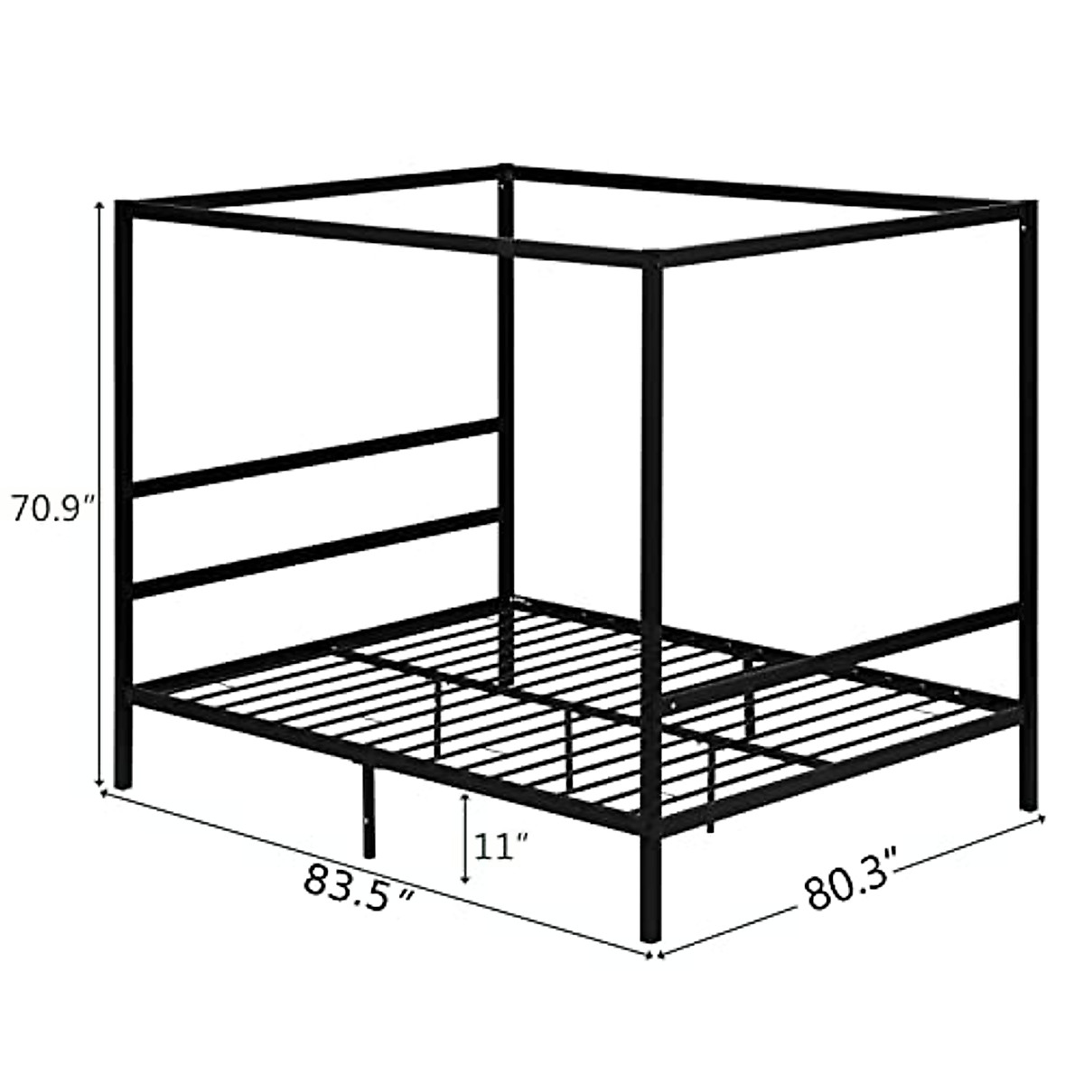 Bonnlo Black Canopy Bed Frame King with Headboard, Four Poster Bed Frame King, Metal