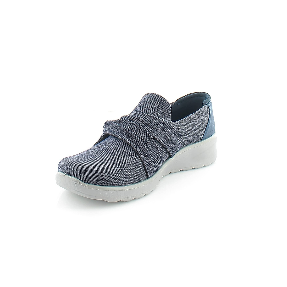 BZees Women's Glimmer Slip-Ons Loafer, Navy Blue Shimmer, 6 Wide