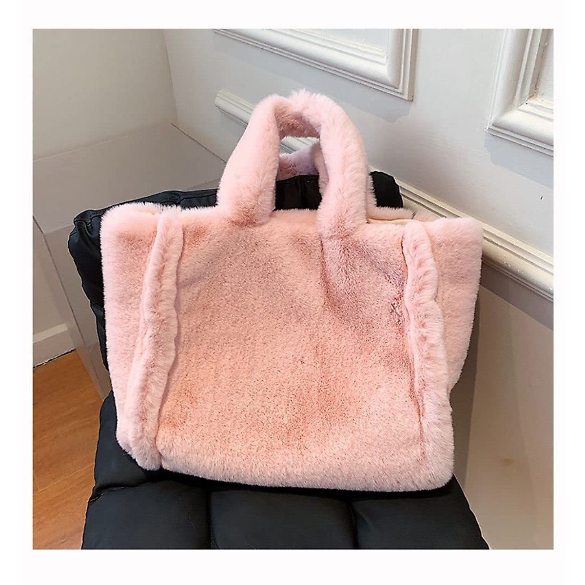 Large Fluffy Fuzzy Tote Bag Furry Purse Faux Fur Totes Shoulder Bags Women Plush Handbag Cute Winter Fashion Purses (pink)