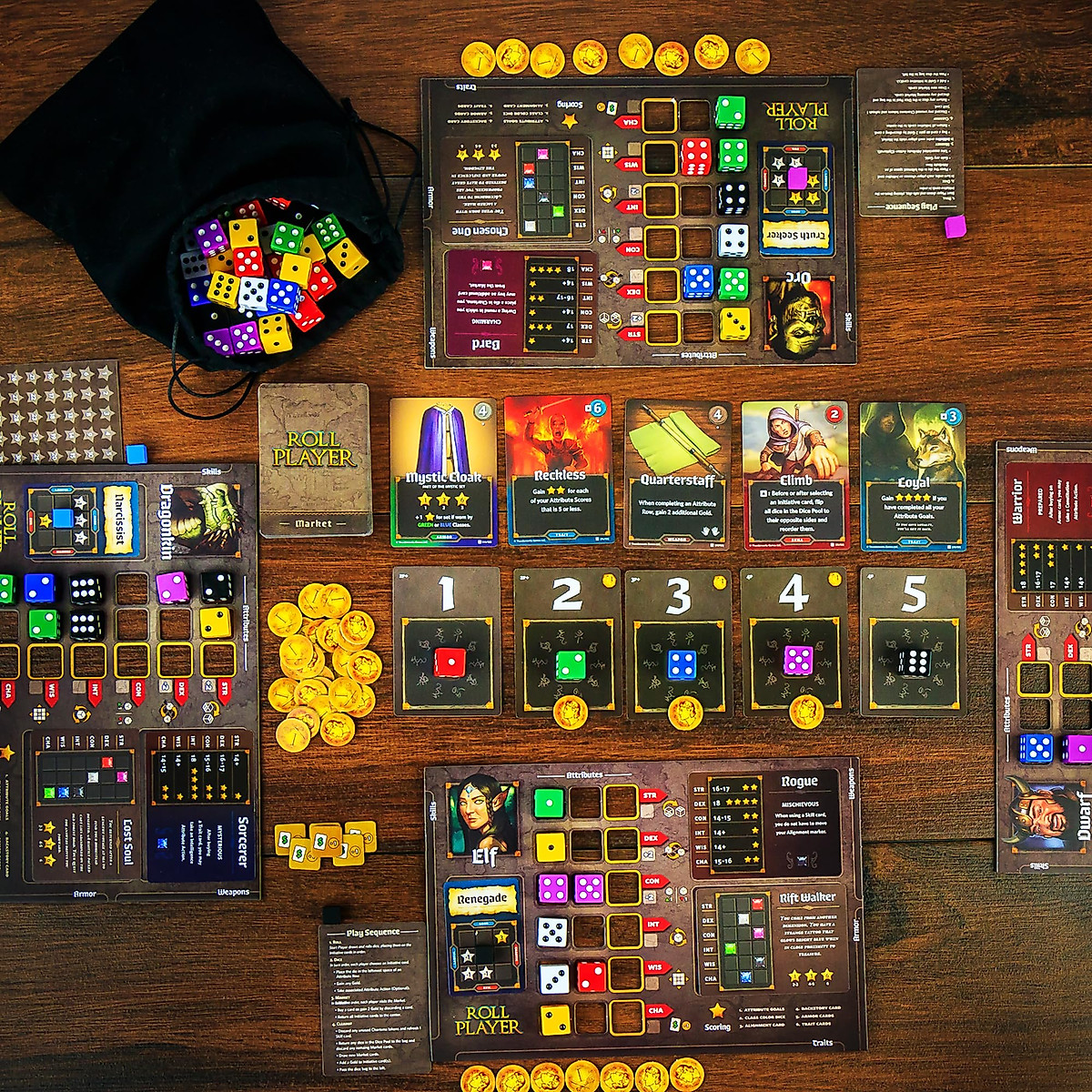 Thunderworks Games - Roll Player Board Game | A Dice Game of Fantasy Character Creation | Ages 10+ | Competitive Strategy | Family Game for 1-4 Players | 60-90 Minutes