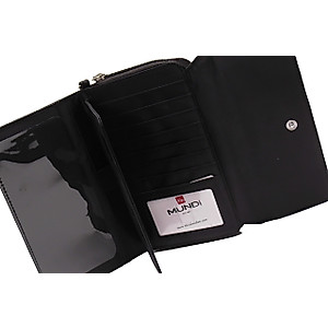 MUNDI Women's Faux Leather MY BIG FAT WALLET Flap RFID Clutch Ladies id694x (Black)