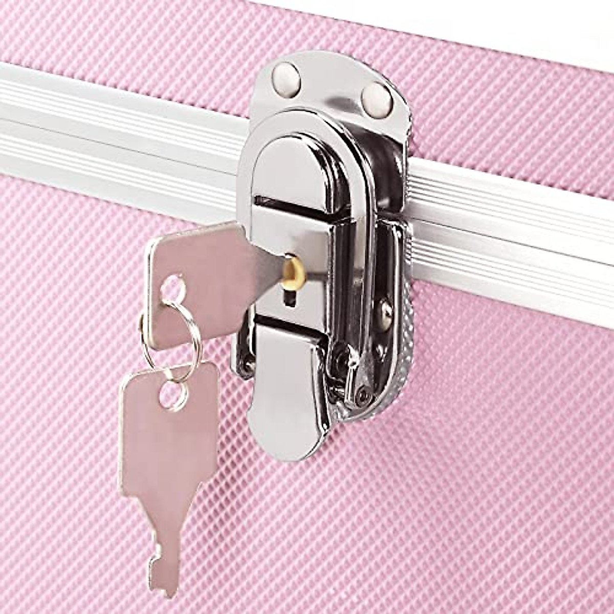 Yaheetech Professional Makeup Train Case Travel Makeup Trolley Rolling Cosmetic Case Beauty Train Case Beauty Organizer, Pink