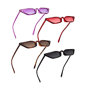 Zhanmai Retro Small Cat Eye Sunglasses Vintage Square Shade Women Cute Skinny Cat Eye Eyewear (7 Pairs)