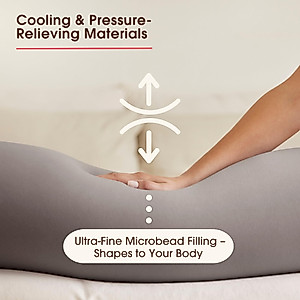 bbhugme Adjustable Pregnancy Pillow – Full Body Support for Side Sleeping - Adjustable Firmness and Shape - Supports Back, Legs, Belly, HIPS for Pregnant Women - Removable Cover - Stone