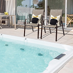 Tangkula 2 Piece Patio Dining Chairs, Outdoor Bistro Chairs W/Curved Armrests, Easy-to-Dry Fabric, Reinforced Steel Frame, Wide & Comfortable Camping Chairs for Garden, Poolside, Backyard (1, Grey)