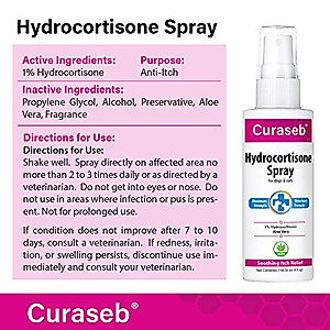 Curaseb Hot Spot Treatment for Dogs & Cats – Instant Itch Relief for Hot Spots, Paw Licking, Rashes, Allergies, Bites, Dry Skin – with Soothing Aloe, 4oz