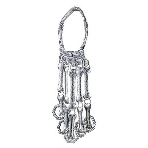 YERTTER Women Vintage Skull Fingers Metal Skeleton Bracelet Ring Hip Hop Street Dancing Cosplay Wristband for Halloween and Special Festival (Vintage silver)