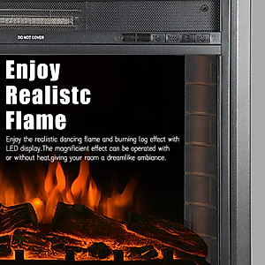 23 inch 750W/1500W Electric Fireplace Inserts with Remote Control in Wall recessed, Energy Saving Insert Fireplace Heater Indoor Glass View, Black
