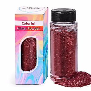 DoMyStar Ultra Fine Glitter Powder 3.5oz Craft Glitter Sequins PET for Epoxy Resin, Slime, Tumblers, Makeup, Nail&Painting Arts, Festival Decoration - Deep Red Wine
