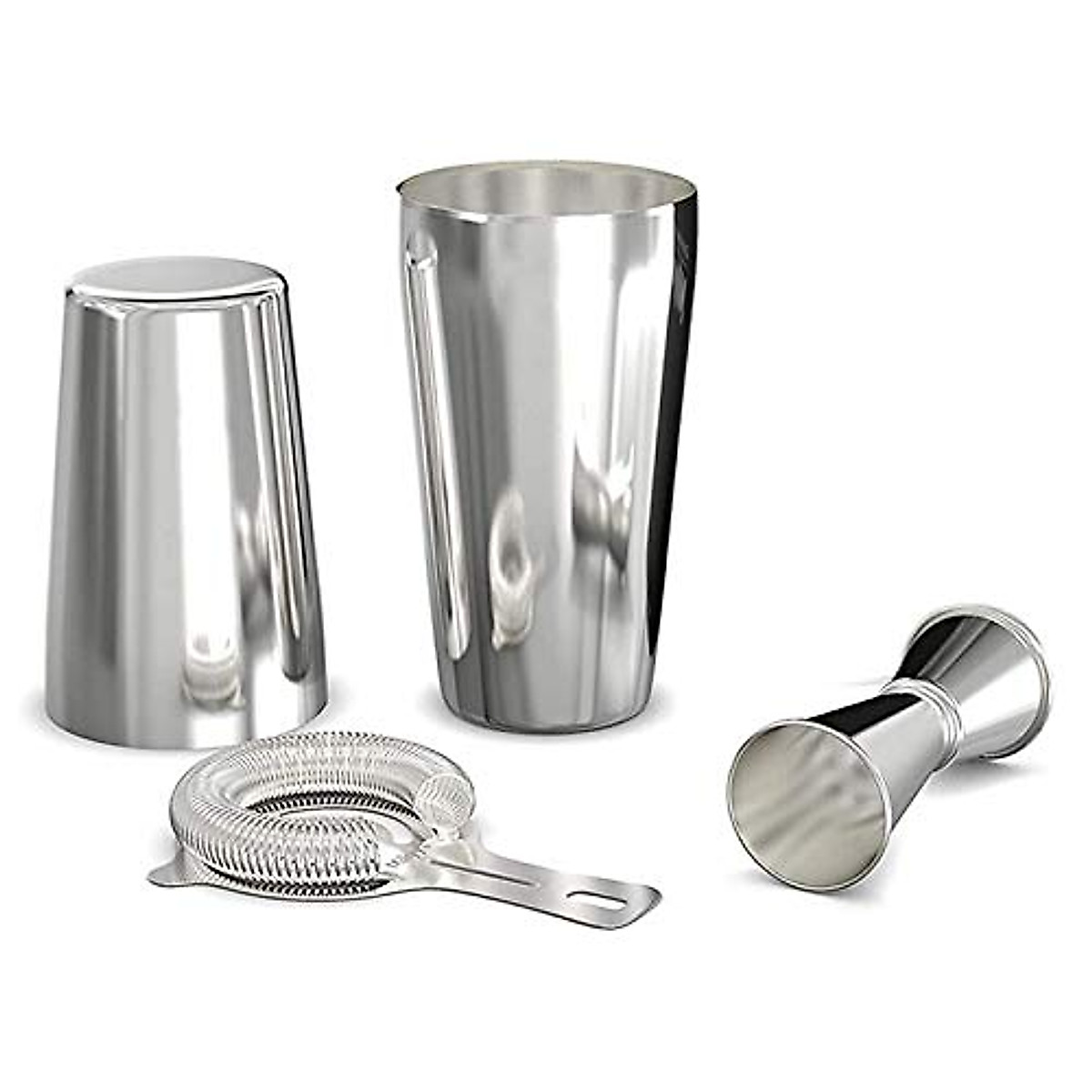 n/a Cocktail Shaker Set Professional Shaker Cocktail Strainer and Jigger Set 4 Piece Stainless Steel Bar Supplies