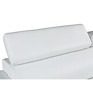 Blackjack Furniture 4571 Veal Collection 2 Piece Genuine Leather Sofa Set for Living Room, Modern Couch and Loveseat with Lumbar Support and Large Adjustable Headrests, 2+3 Seater, White