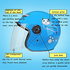 Cute Kids Motorcycle Helmet, 3/4 Boys Girls Vespa Open Face Helmet Youth Novelty Small Helmet, DOT Approved Children Scooter Cruiser Motorbike Crash Four Seasons Helmet Cap with Visor -B-50-55CM