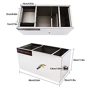 Commercial Grease Trap Interceptor, 3.5 GPM Stainless Steel Interceptor Kitchen Waste Water Oil-Water Separator Under Sink Grease Trap for Home, Hotel, Restaurant, Factory Kitchen Tools