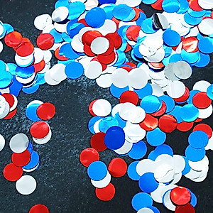 Red Blue White Foil Metallic Round Table Confetti Decor Circle Dots Mylar Table Scatter Confetti 4th of July American Theme Birthday Independence National Day Patriotic Party Confetti Decorations, 60g