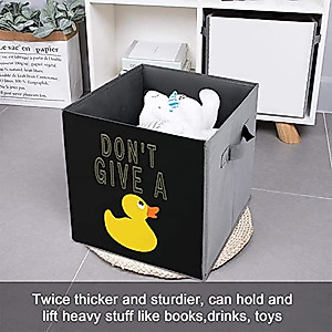 Don't Give Duck Canvas Collapsible Storage Bins Cube Organizer Baskets with Handles for Home Office Car