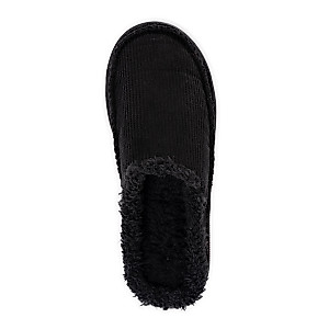 MUK LUKS Men's Corduroy Clogs Slipper, Black, 12