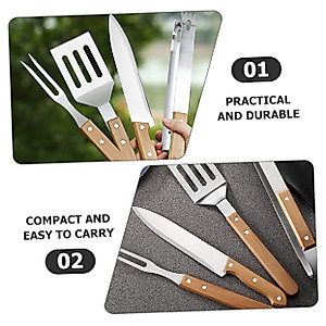 Happyyami 1 Set Barbecue and Fork Tools Poultry Serving Fork Chef Carving Fork Barbecue Cutter Grilling Accessories Kit Barbecue Kitchen Fork Stainless Steel Travel Chicken Household
