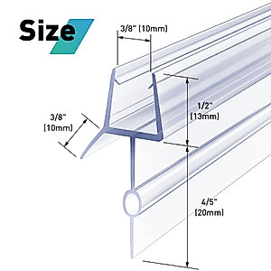 FCSOTSPS Shower Door Bottom Seal,2 PCS 3/8" X 36" Shower Door Sweep for 3/8 Inch Glass,Frameless Glass Shower Door Seal Strip to Seal 20mm Gap - Stop Shower Leaks and Create a Water Barrier