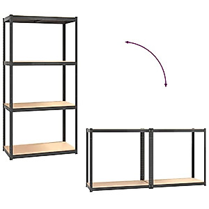 vidaXL 4-Layer Storage Shelf, Galvanized Steel & Engineered Wood Construction, Industrial Style Anthracite Shelving Unit, Commercial or Residential Use