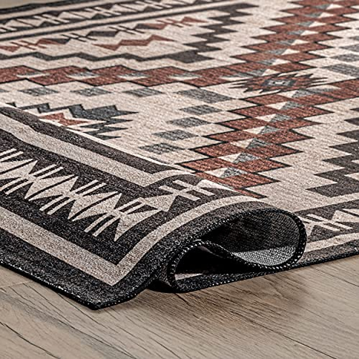 nuLOOM Leighton Machine Washable Southwestern Medallion Area Rug, 8' x 10', Beige