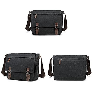 Sechunk Canvas Leather Messenger Bag Shoulder bag Cross body bag Crossbody 13 Inch Laptop Bag