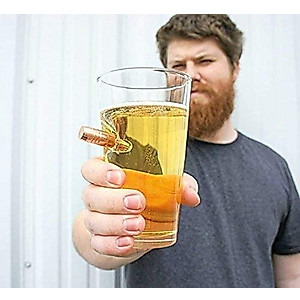 BenShot Pint Glass with Real 0.50BMG Bullet - 16oz | Made in the USA