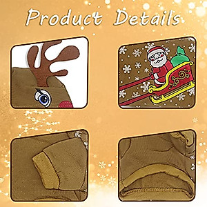 Dog Christmas Costume Antlers Dog Dresses Brown Pet Hoodie Printing Snowflake Santa Reindeer Cat Christmas Holiday Outfit Cotton Pet Fall Winter Clothes Pet Costumes for Small Medium Dogs Cats (M)