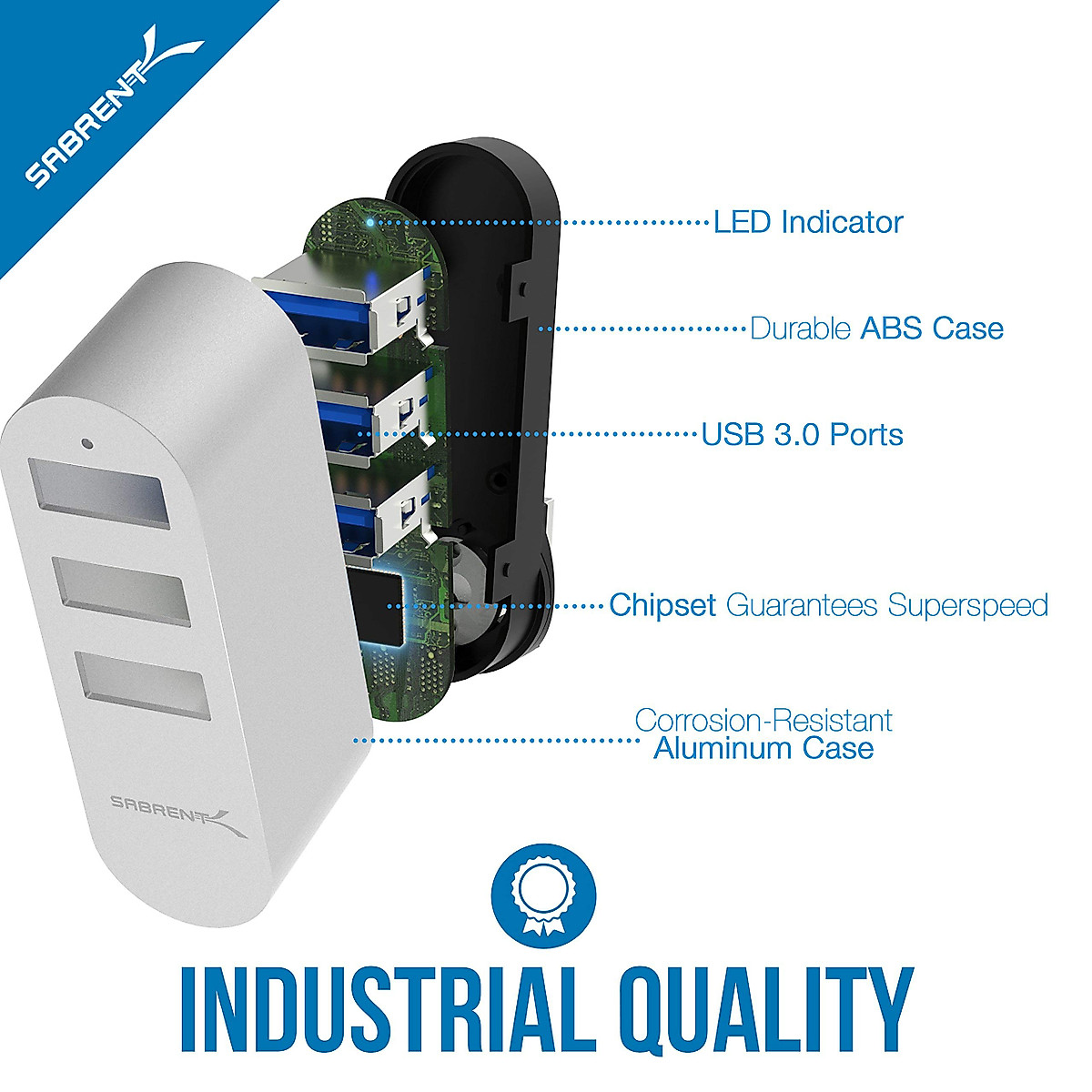 Sabrent Premium 3-Port Aluminum Mini USB 3.0 Hub + Premium 3-Port Aluminum Mini USB 3.0 Hub