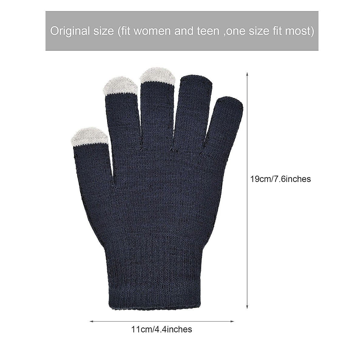 Pangda 12 Pairs Touchscreen Gloves Stretch Knitted Texting Gloves Warm Windproof Solid Color Mittens For men and Women (Black)