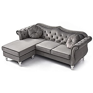 Glory Furniture Hollywood Reversible Sectional, Dark Gray