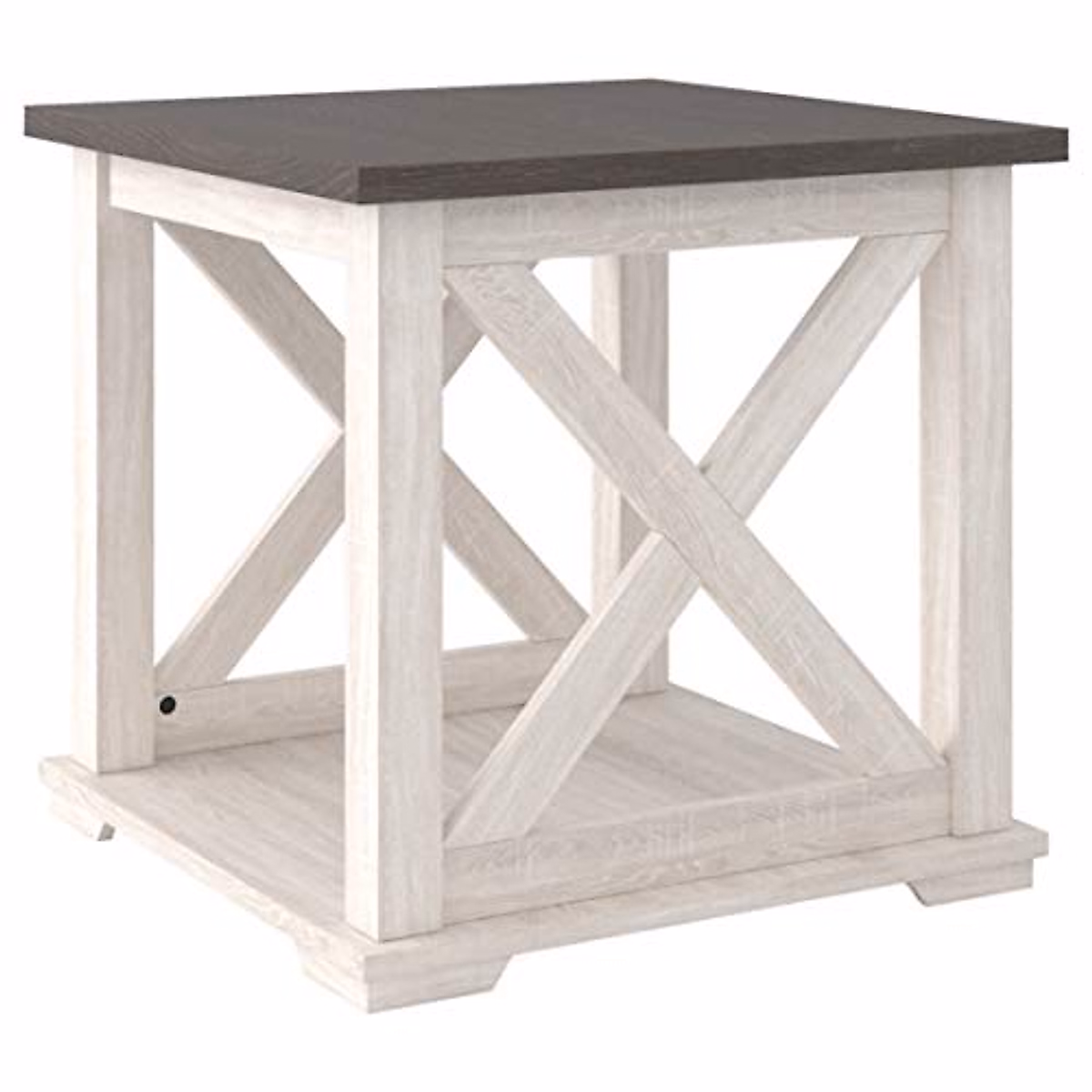 Signature Design by Ashley Dorrinson Square Modern Farmhouse End Table, Two Tone White & Brown