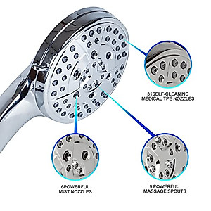 High Pressure Shower Head with Handheld, 7 Functions Auqacre Shower Head + Jet Water Mode Wash for cleaning bathtubs, Pets & Tile, rain shower head with 60'' Stainless Steel Hose & Adjustable Bracket