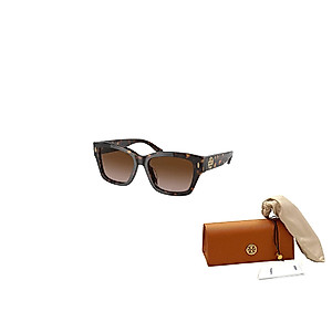 Tory Burch TY7167 172813 53MM Dark Tortoise/Brown Gradient Rectangular Sunglasses for Women + BUNDLE With Designer iWear Eyewear Kit
