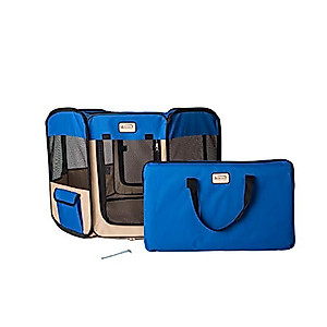Armarkat Model PP001B-M Portable Pet Playpen in Blue and Beige Combo, Medium