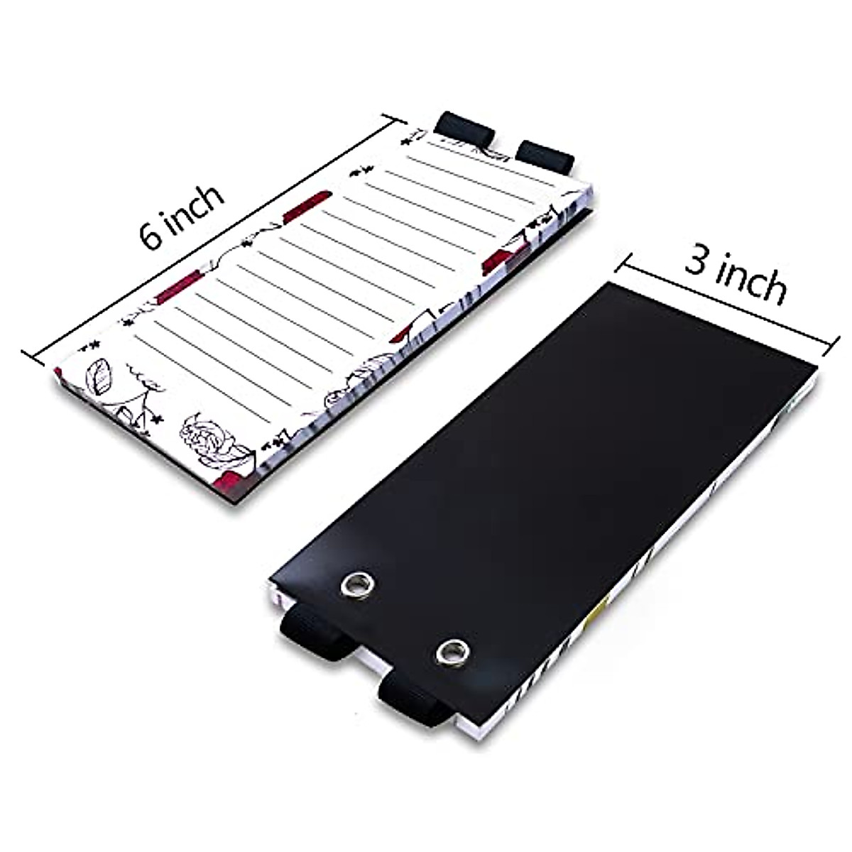 WeLiu Magnetic Notepads with Pen Holder, Magnetic to Do List Notepads, Full Magnetic Back Magnet Memo Pad,5 Pack (6 x 3 Inches)