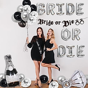 Bride or Die Bachelorette Party Decorations - Silver and Black Bride or Die Balloons,Banner and Bride To Be Sash for Engagement Wedding Bachelorette Party Supplies