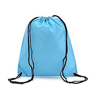BINGONE Folding Sport Backpack Nylon Drawstring Bag Home Travel Light Blue(2PCS)