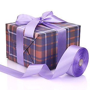 Baocuan 1-1/2 inch Coral Purple Satin Ribbon 50 Yards Solid Fabric Ribbons Roll for Wedding Invitations, Bridal Bouquets, Sewing, Party Decorations, Gift Wrapping and More