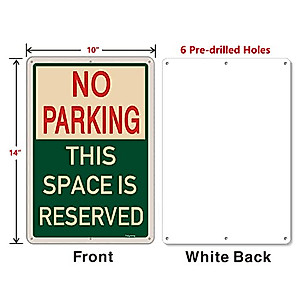2 Pack No Parking This Space is Reserved Signs 14x10 Inches No Parking Signs Traffic Control Signs Metal Reflective Sturdy Rust Aluminum Weatherproof Durable Easy to Install