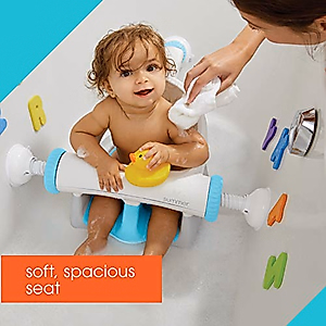 Summer Infant My Bath Seat Soft Support (Aqua ) – Contoured Bath Seat for Children Transitioning to the Adult Bathtub – Features Drain Holes, Sure & Secure Suction Cups, and Spacious Open-Side Design
