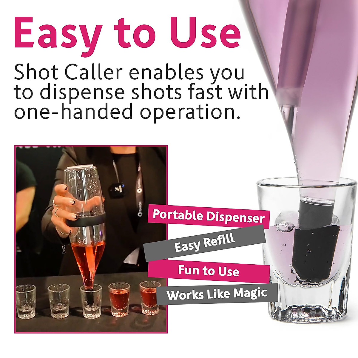 Shot Caller Jellinator Jello Shot Maker, Beverage Bottle & Shot Pourer 20 FL OZ Jello Shot Dispenser Bartending Accessories Store & Pour Shot Holder for Bar Top