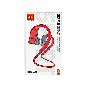 JBL ENDURANCE JUMP- Wireless heaphones, bluetooth sport earphones with microphone, Waterproof, up to 8 hours battery, charging case and quick charge (Red)