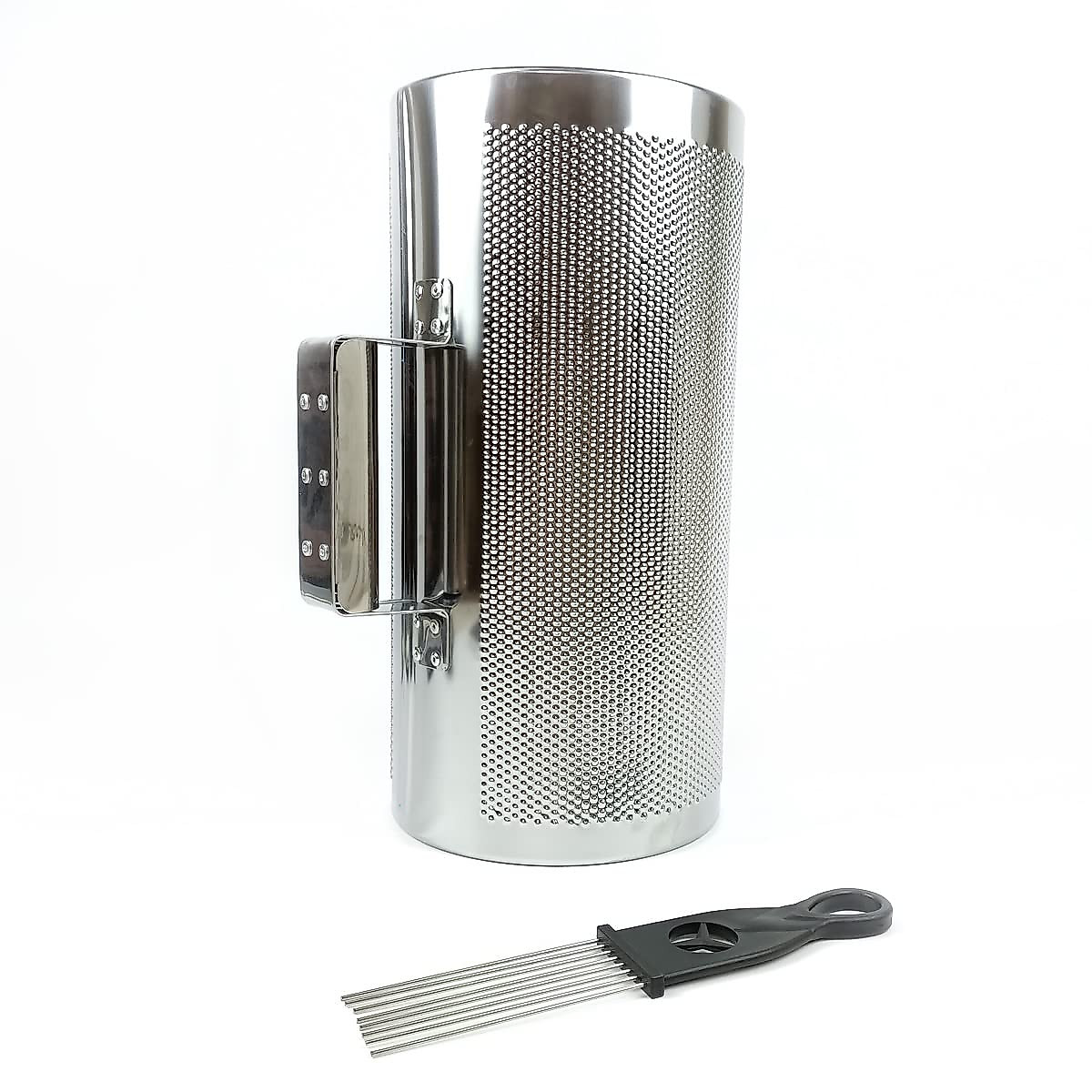 LOONELO Metal Guiro,Stainless Steel Guiro Percussion Instrument Training Tool with Scraper,Guiro Shaker Latin Percussion Musical Band Accompaniment (Silver-12X6inch)