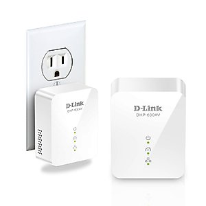 D-Link Powerline Adapter Starter Kit Ethernet Over Power Gigabit AV2 Up to 1000Mbps MIMO Internet Network Wall Plug In (DHP-601AV)