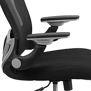 Flash Furniture Sam Mid-Back Black Mesh Executive Swivel Ergonomic Office Chair with Height Adjustable Flip-Up Arms