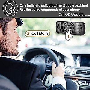TIANSHILI Bluetooth Visor Clip Car Speaker, Wireless Handsfree Speakerphones, Stereo Sound Enhanced Bass/Built-in Mic/TF Card Player/Google Assistant Voice Command Portable Speakers…