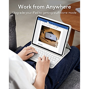ESR iPad Keyboard Case for iPad Pro 12.9 inch (3rd, 4th, 5th, 6th Generation),Magnetic Detachable 12.9 inch ipad Pro Case with Keyboard, Adjustable Portrait/Landscape Mode, Light and Portable, White