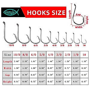 Circle Hooks Fishing Hooks 2X Strong Octopus Offset Fish Catfish Bulk Fishing Gear Equipment Hooks Set Saltwater Freshwater 50PCS(10/0 50/Pack)