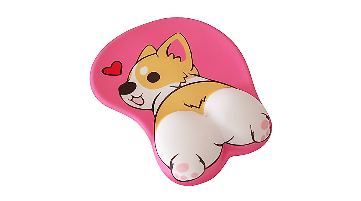 Kawaii Fun Dog Mouse Pad with Gel Wrist Support - Ergonomic & Cute
